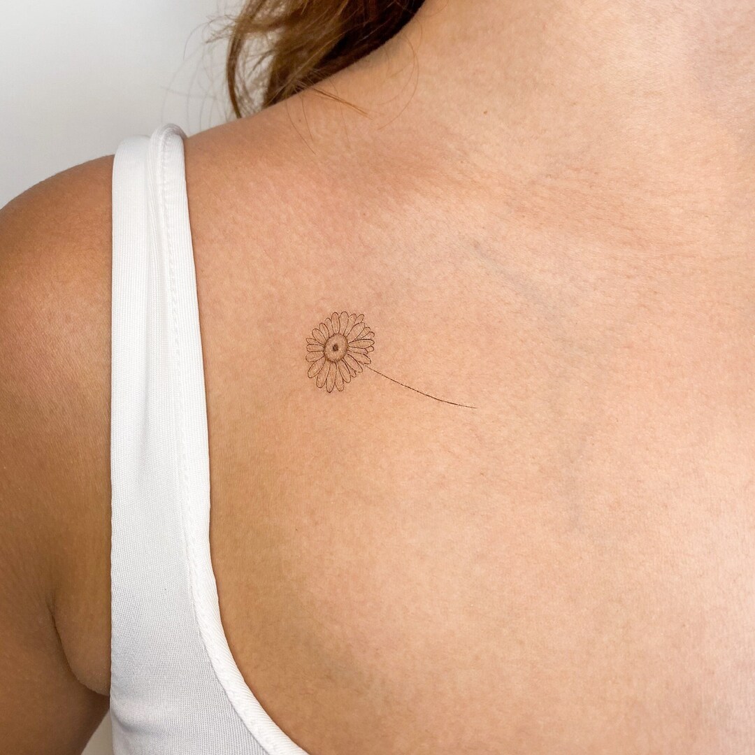 Fine Line Daisy Temporary Tattoo (set of 3) - Etsy