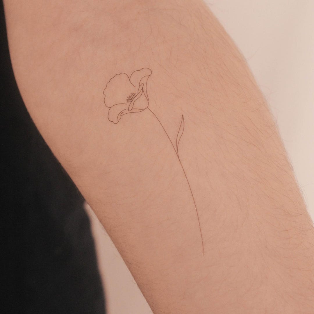 Fine Line Poppy Temporary Tattoo by Jakenowicz (set of 3) - Etsy