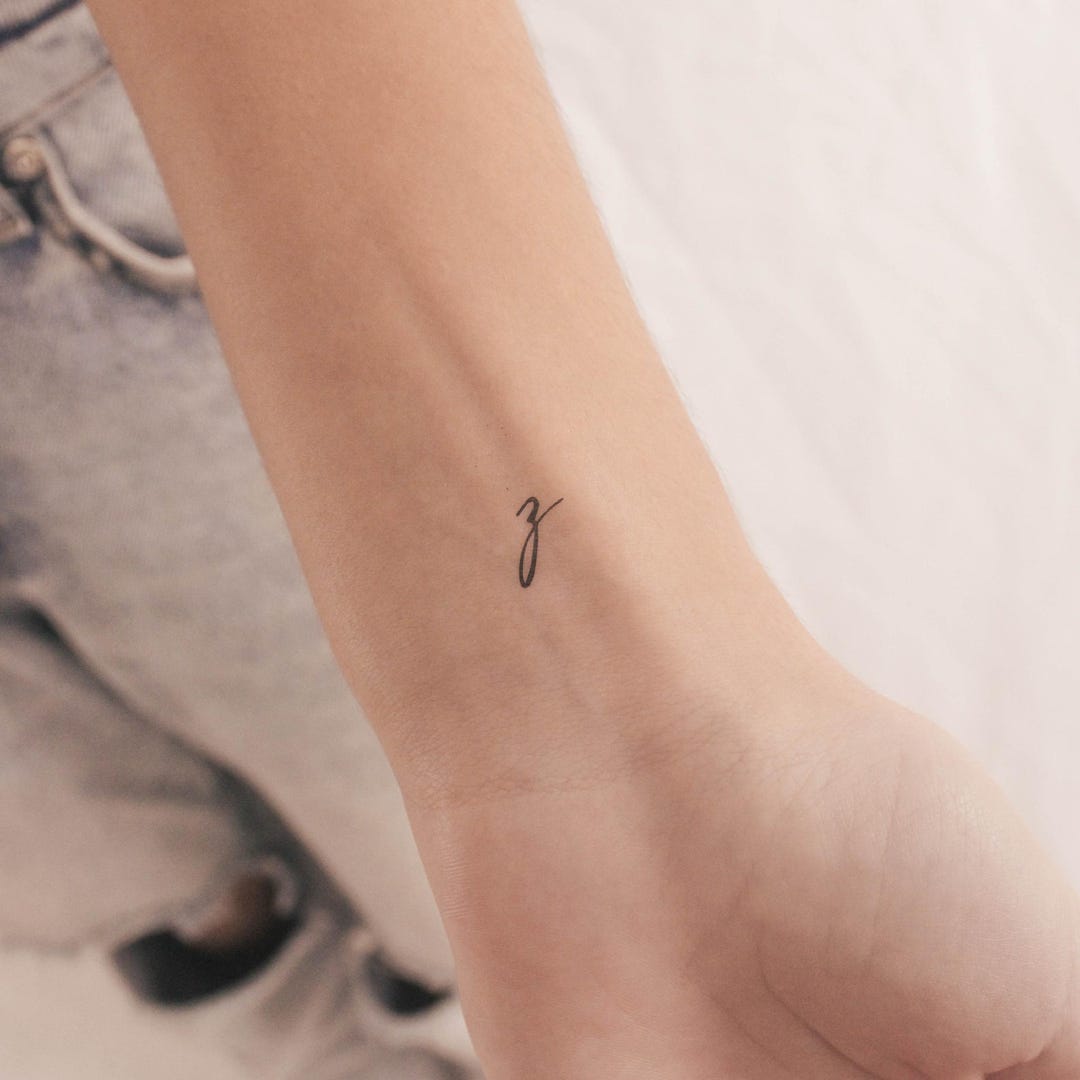 Handwritten Script Lowercase Z Letter Temporary Tattoo (set of 3) - Etsy