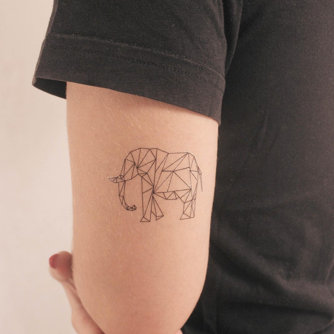 Low Poly Elephant by Cagri Durmaz Temporary Tattoo (set of 3) - Etsy