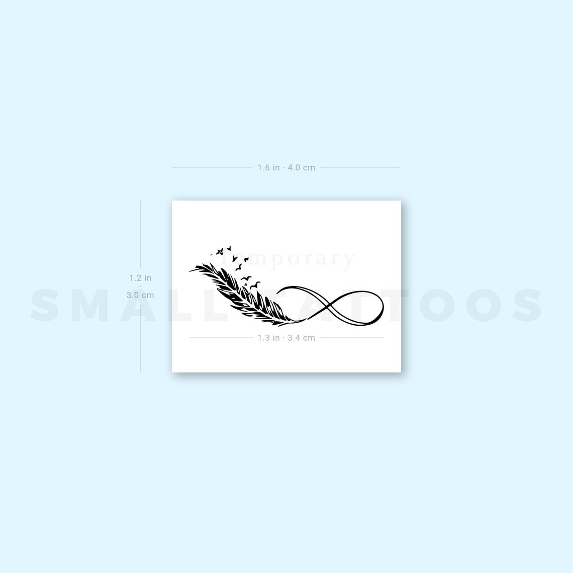 Feather Infinity Symbol Temporary Tattoo (set of 3) - Etsy