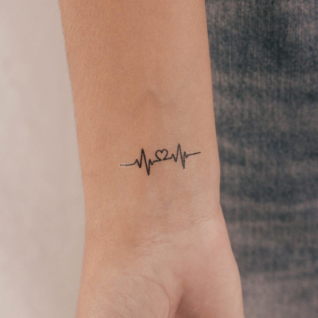 Small Heartbeat Heart Temporary Tattoo (set of 3) - Etsy