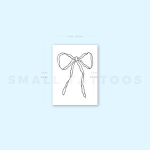 Fine Line Ribbon Bow Temporary Tattoo (set of 3) - Etsy