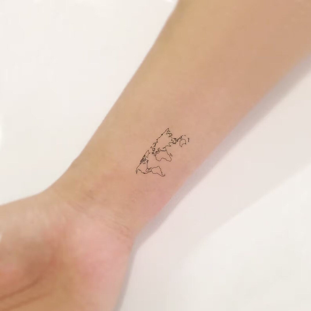 Small World Map Temporary Tattoo (set of 3) - Etsy