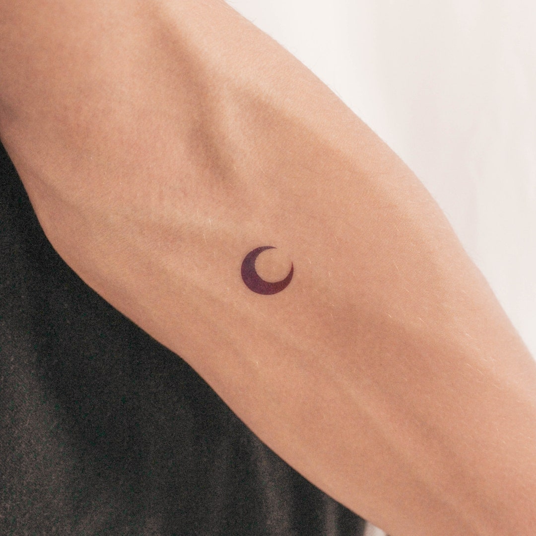 Purple Gradient Moon Crescent Temporary Tattoo (set of 3) - Etsy