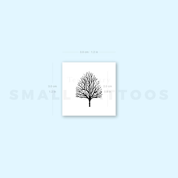 Leafless Tree Outline Tattoo Leafless Branch Temporary Tattoo (set Of