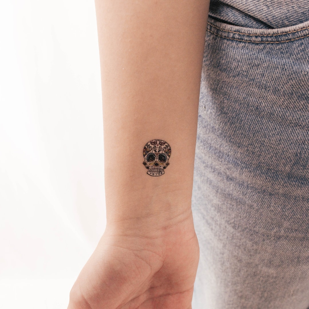 Small Sugar Skull Temporary Tattoo (set of 3) - Etsy UK