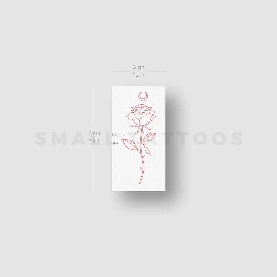 Red Moon Rose Temporary Tattoo by Jakenowicz set of 3 - Etsy