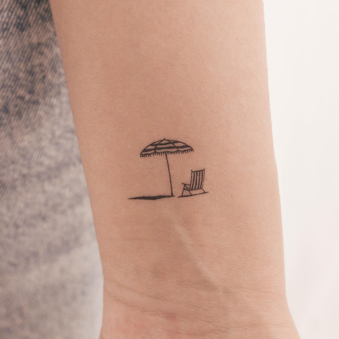 Parasol and Beach Chair Temporary Tattoo set of 3 - Etsy