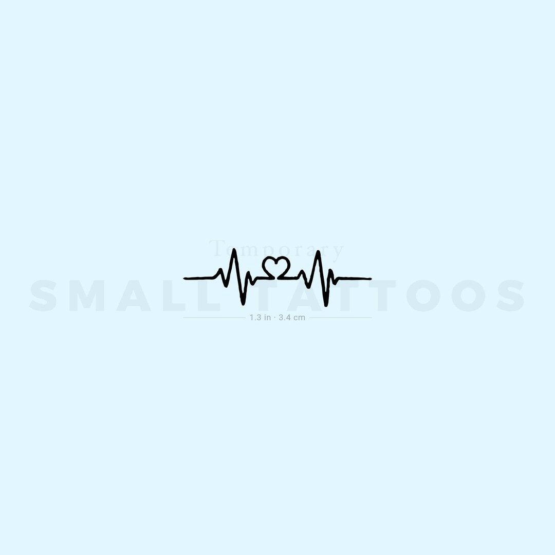 Small Heartbeat Heart Temporary Tattoo set of 3 - Etsy