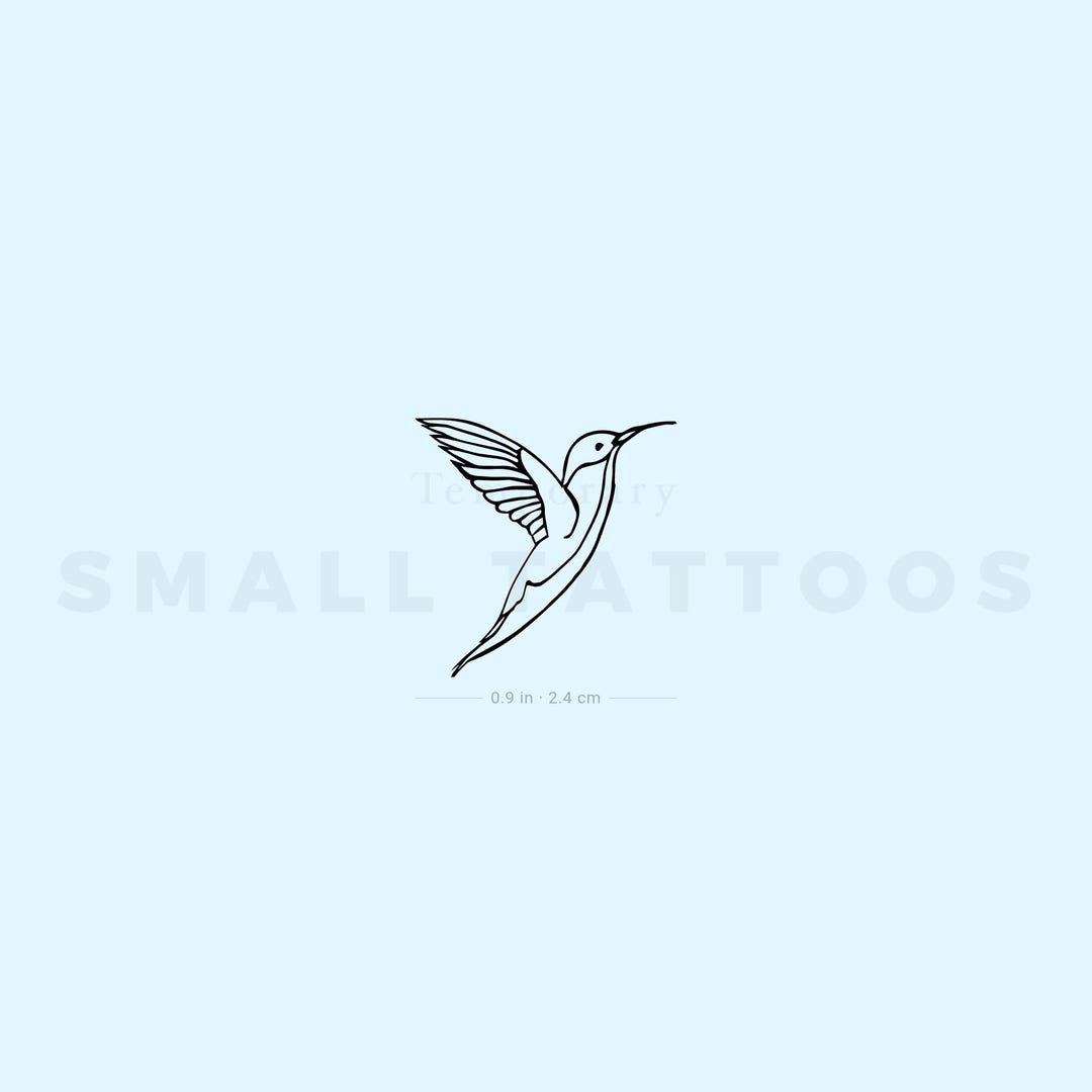 Fine Line Hummingbird Temporary Tattoo set of 3 - Etsy