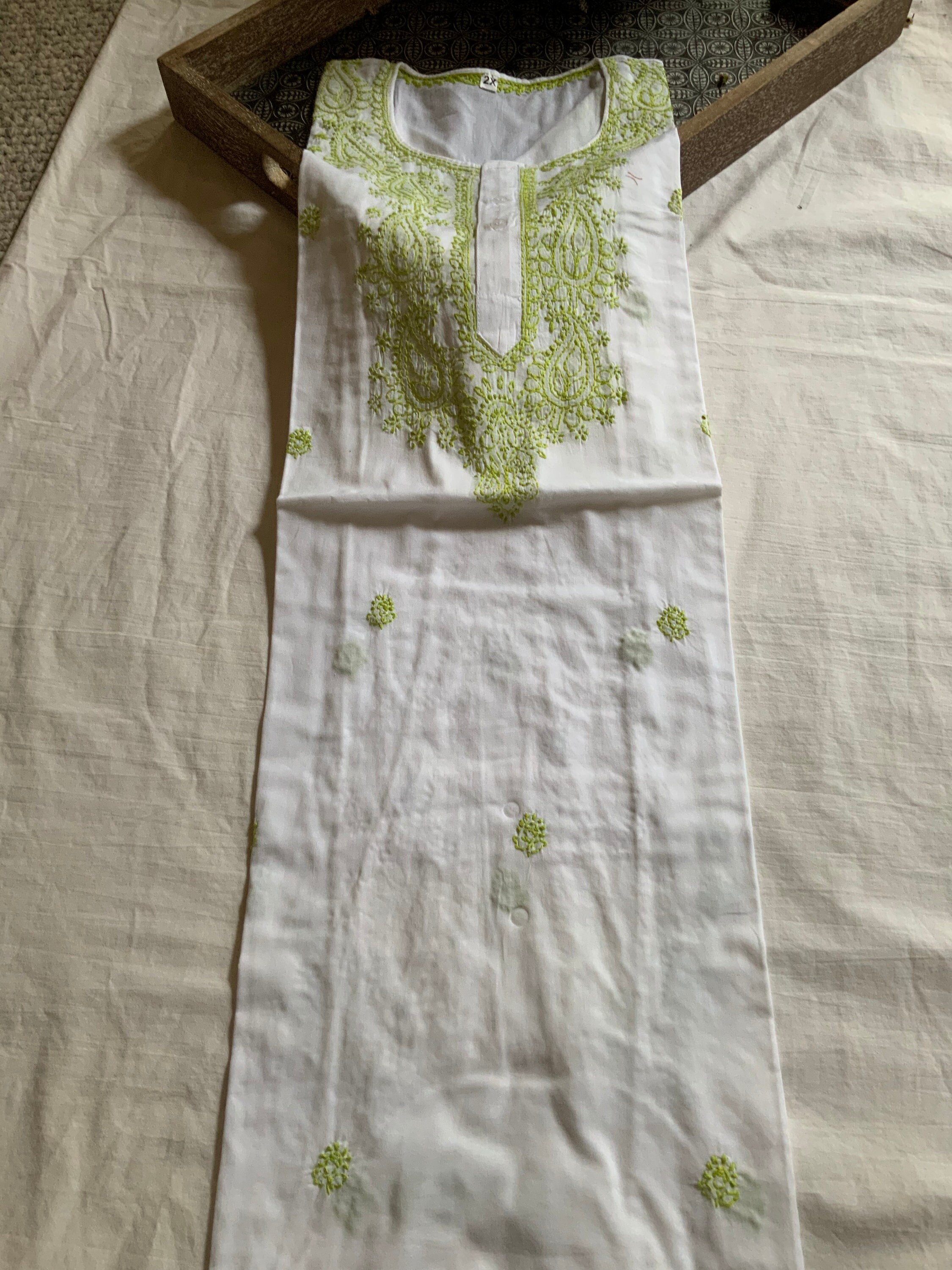 Tunic Woman’s Long Sleeve Hand Embroidery 100% Cotton Paisley White ...