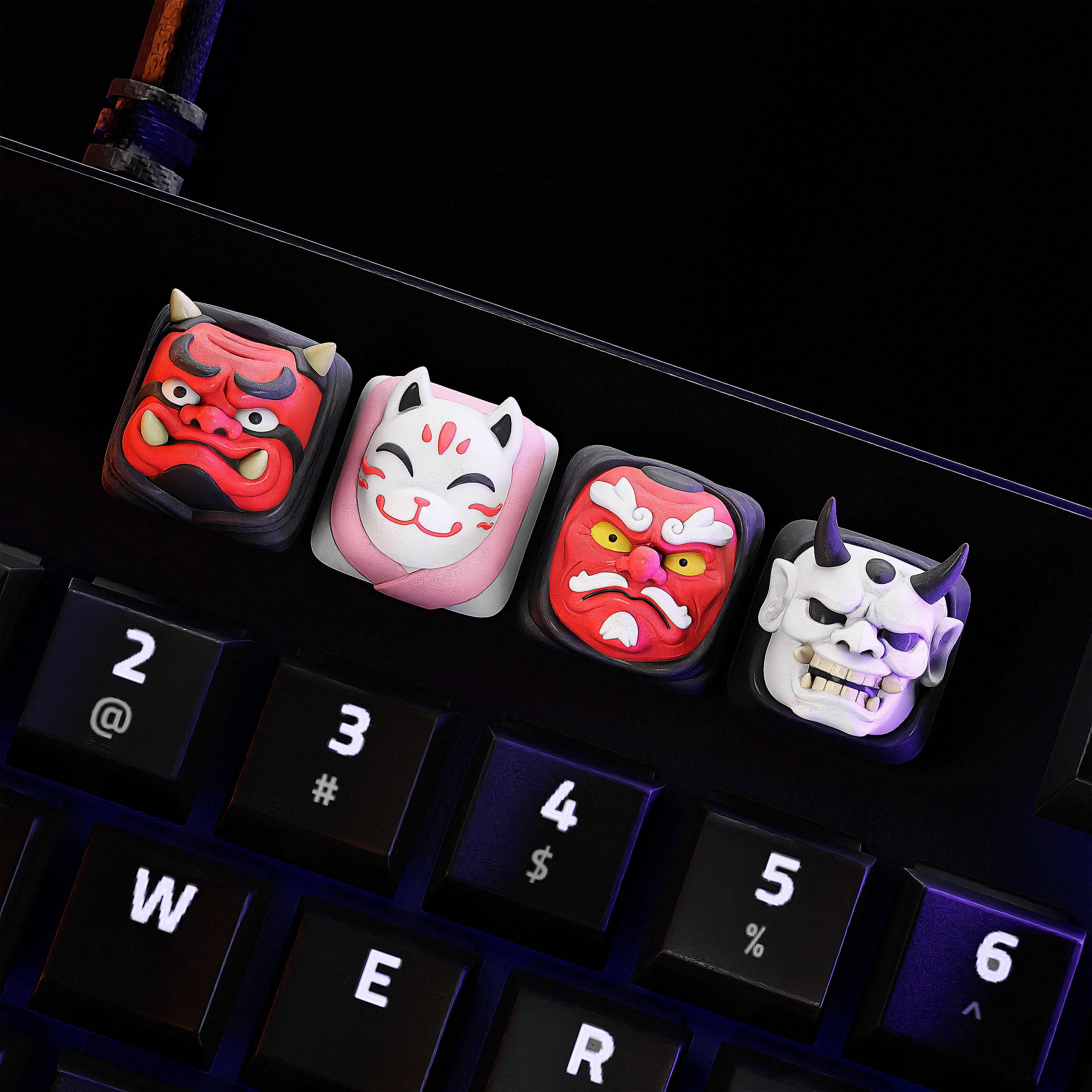 Japanese Traditional Masks Keycap, Japanese Keycaps, Artisan PLA Keycap ...