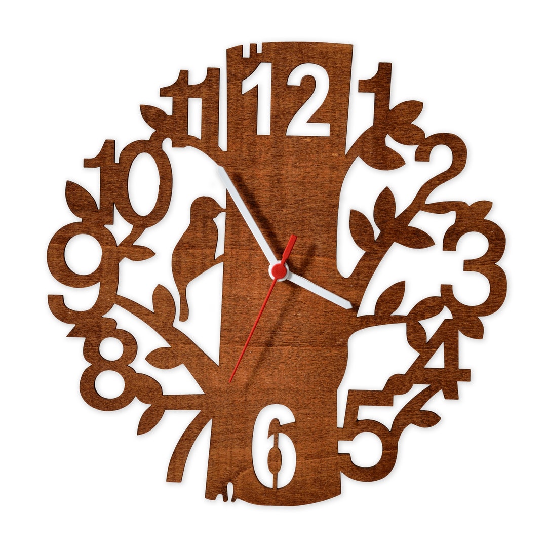 Wood Clock With Numbers, Wooden Rustic Clock, Farmhouse Wall Clock ...