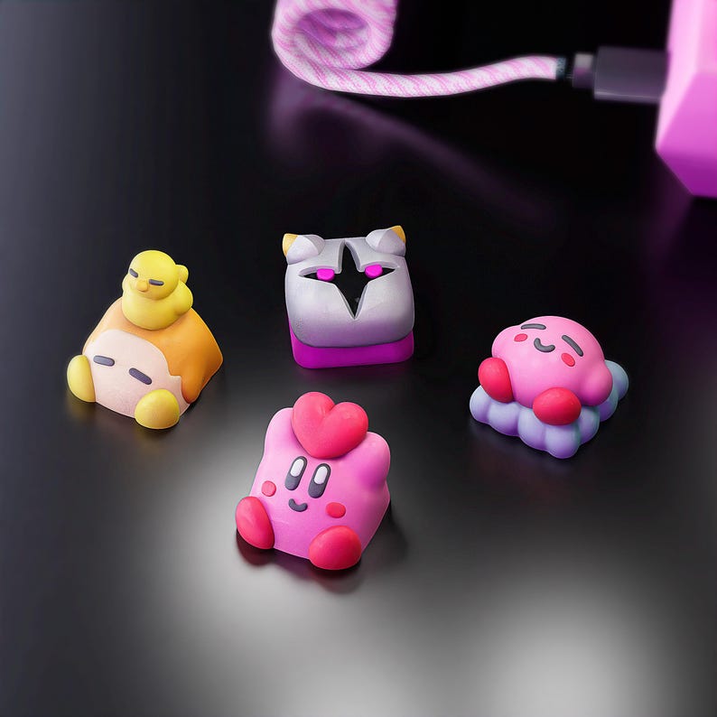 Kirby Set Keycap, Kirby Gamer Keycaps, Artisan PLA Keycap, Mask Custom ...