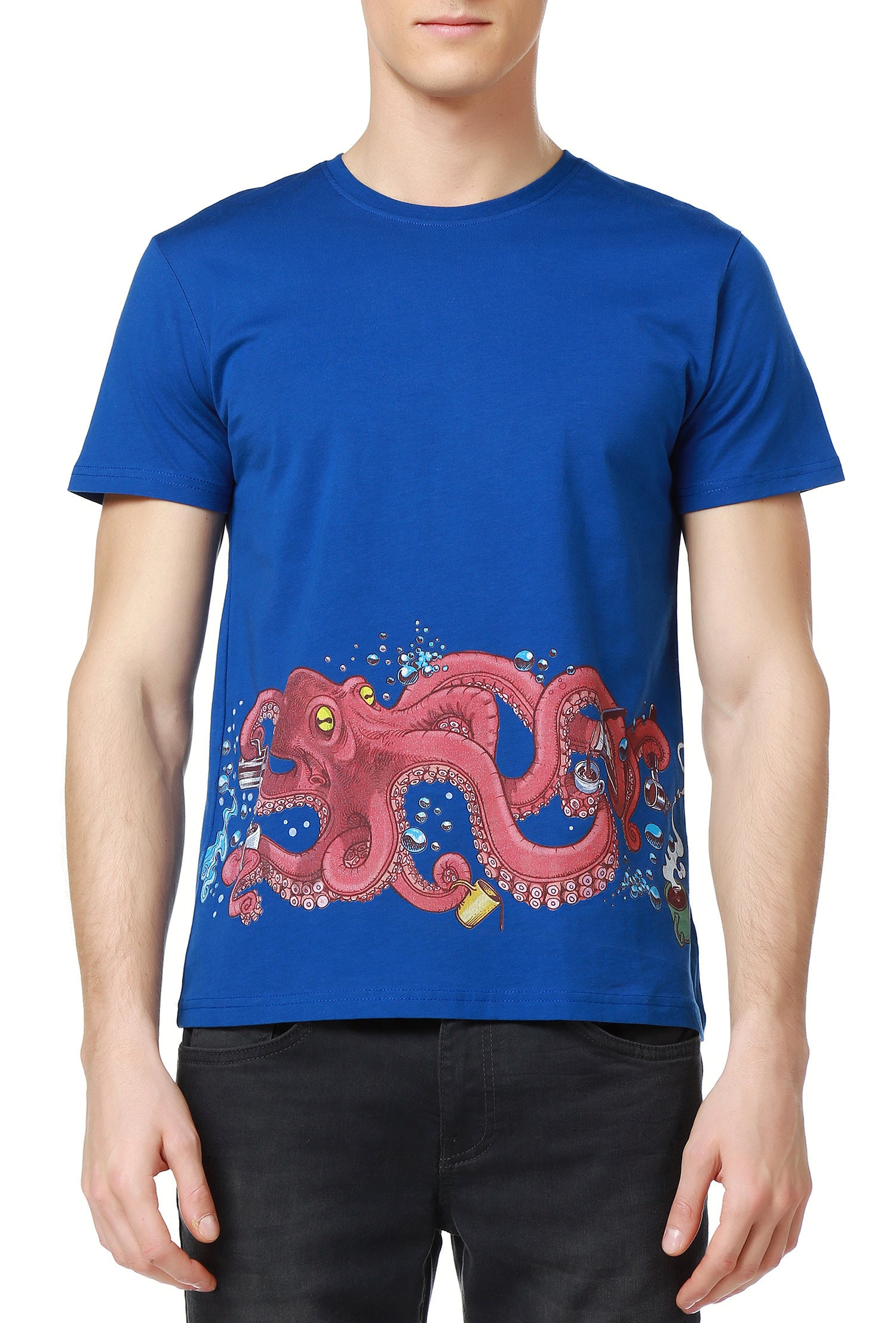 Barista Octopus T-shirt, Fine Art T Shirt, Graphic T-shirt, S-4XL and ...