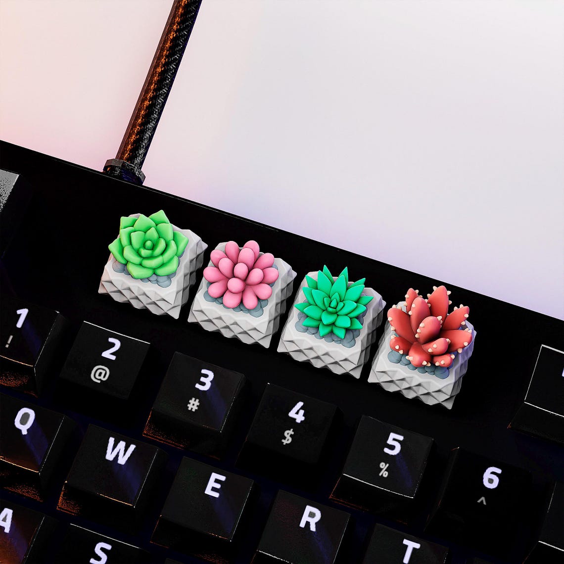 Cactus Set Flowers Keycap, Cactus Keycaps, Artisan PLA Keycap, Mask ...