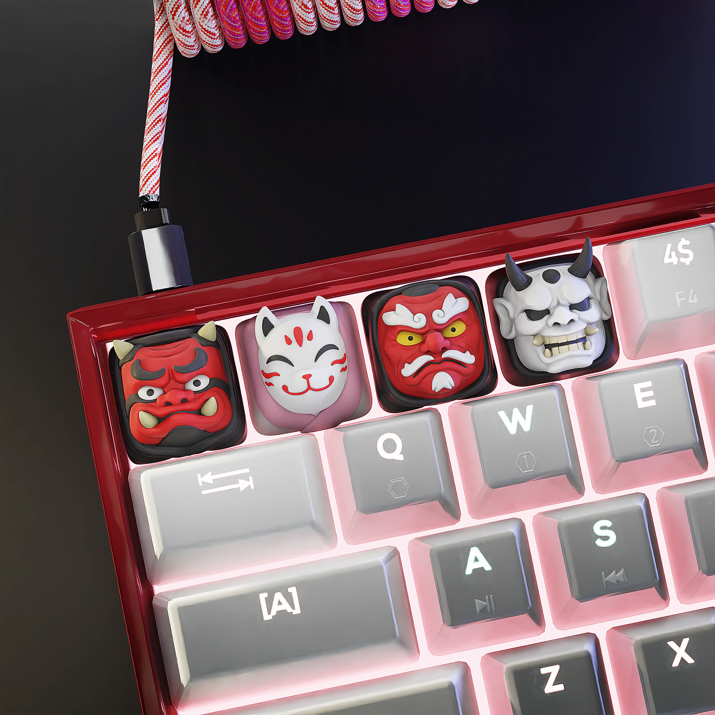 Japanese Traditional Masks Keycap, Japanese Keycaps, Artisan PLA Keycap ...