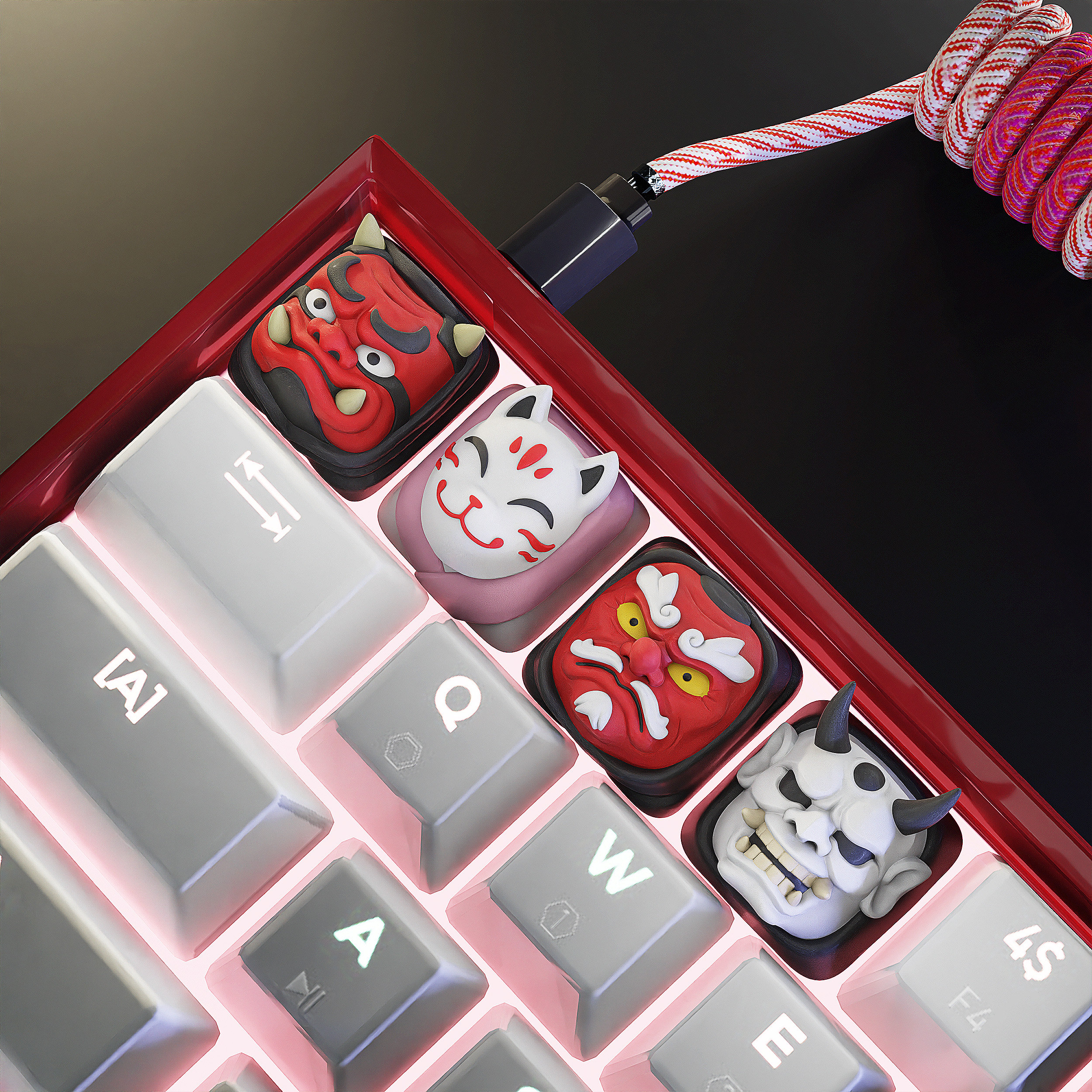 Japanese Traditional Masks Keycap, Japanese Keycaps, Artisan PLA Keycap ...