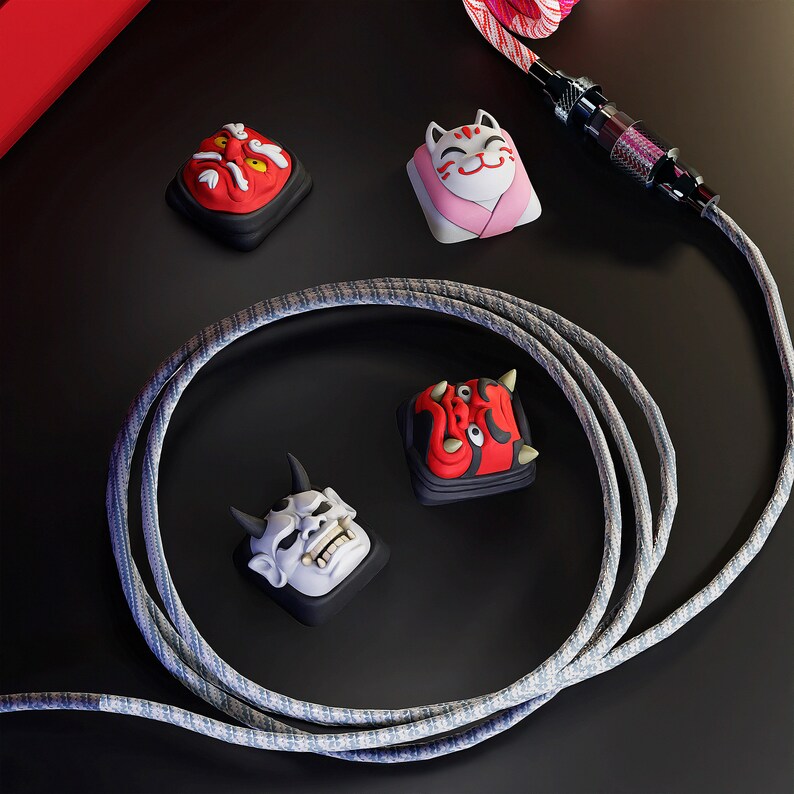 Japanese Traditional Masks Keycap, Japanese Keycaps, Artisan PLA Keycap ...