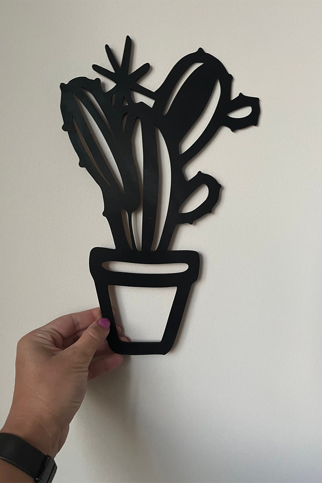 Cactus Wood Wall Art Decor, Laser Cut MDF Black Wall Decor, Wooden ...