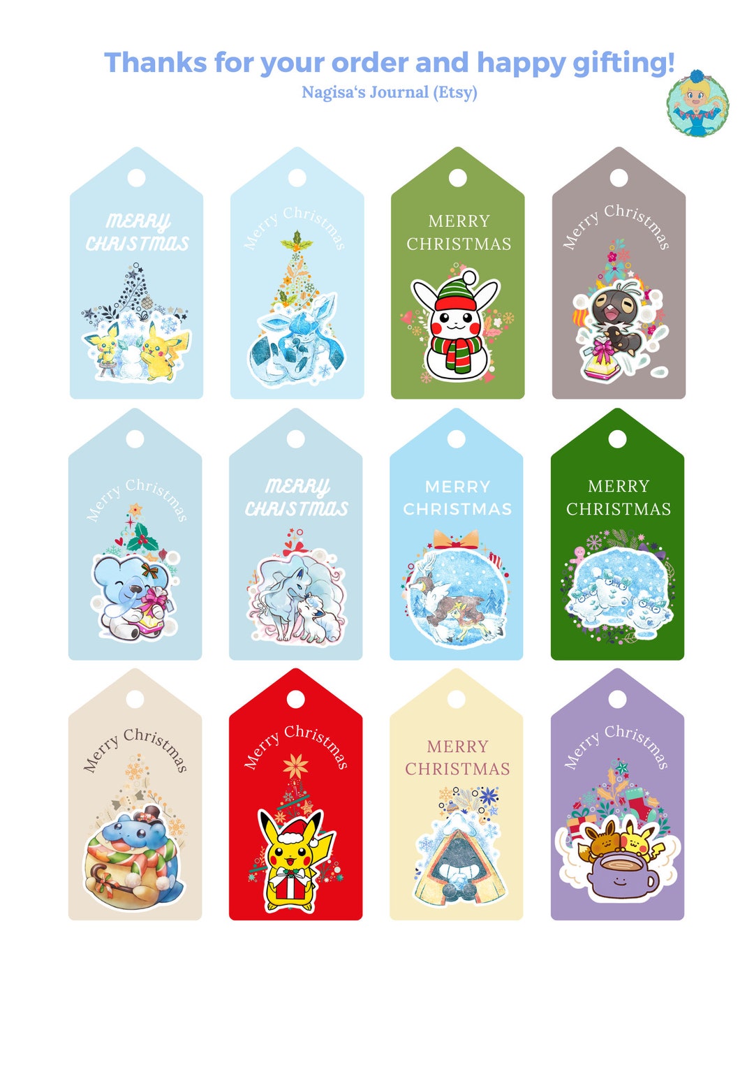 Pokemon Christmas Gift Tags instant Download - Etsy