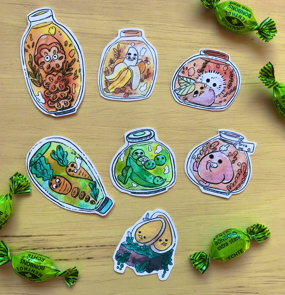 Cheeky Fruits Sticker Set 7 Pieces - Etsy