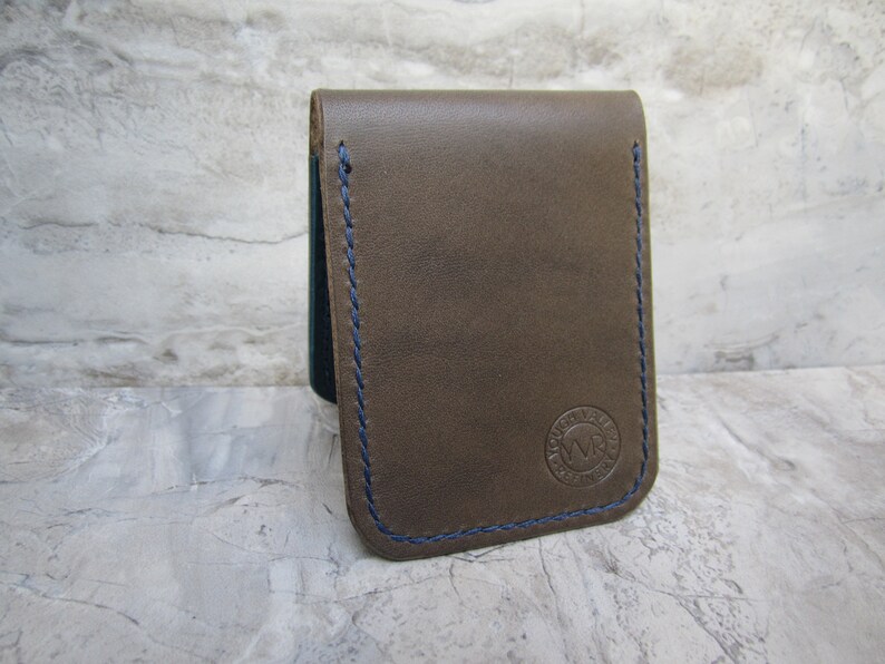 Buttero Blue and Italian Olive Leather Minimalist Wallet / - Etsy