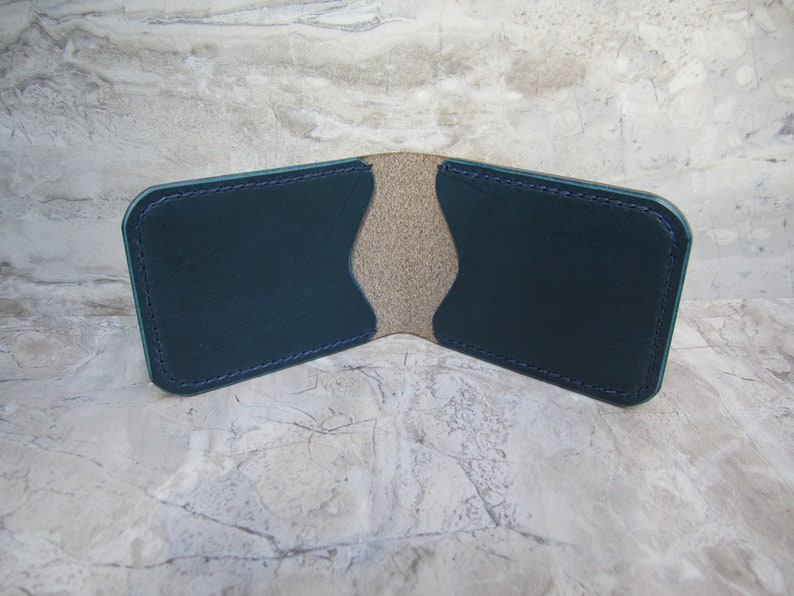 Buttero Blue and Italian Olive Leather Minimalist Wallet / - Etsy