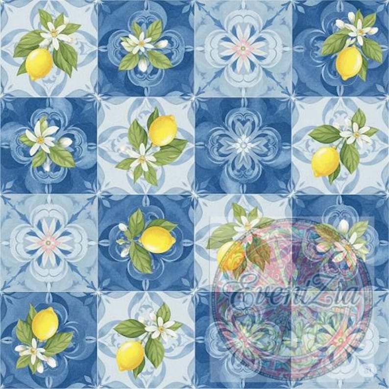 Amalfi Coast Lemon Tile Digital Paper: Mediterranean Patterns (digital ...