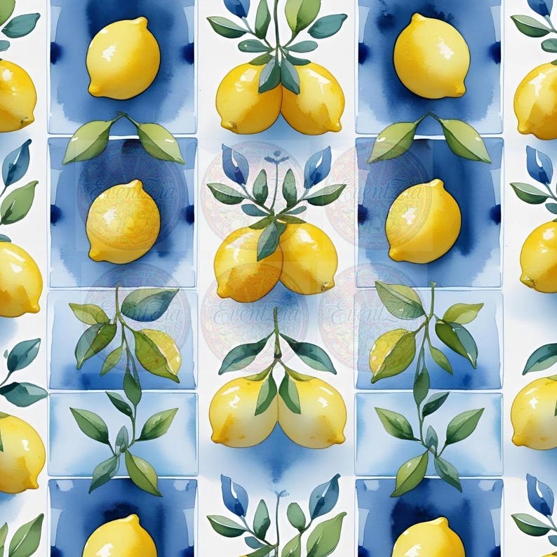 Mediterranean Lemon Digital Paper Pack | 5 Seamless Patterns | Italian ...