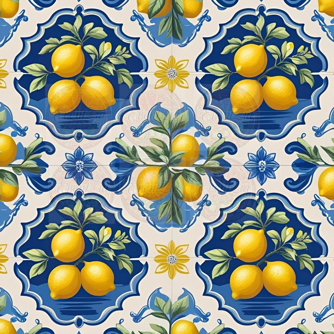 Mediterranean Lemon Digital Paper Pack | 5 Seamless Patterns | Italian ...