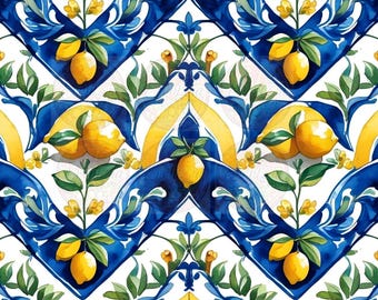 Mediterranean Lemon Digital Paper Pack | 5 Seamless Patterns | Italian ...