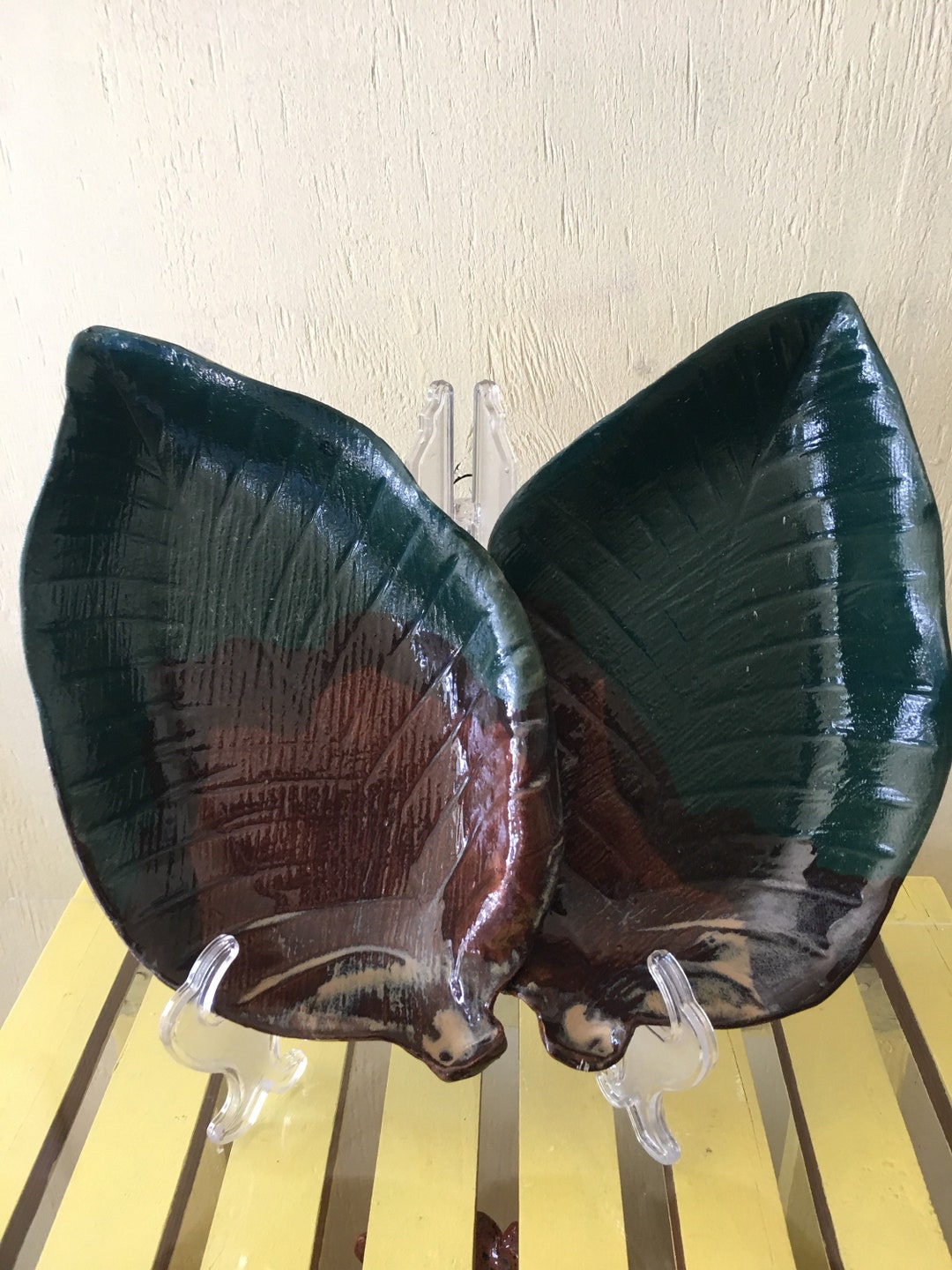 Slab Built, Double Leaf Serving Plate, Ceramic Handmade Platter, Server ...