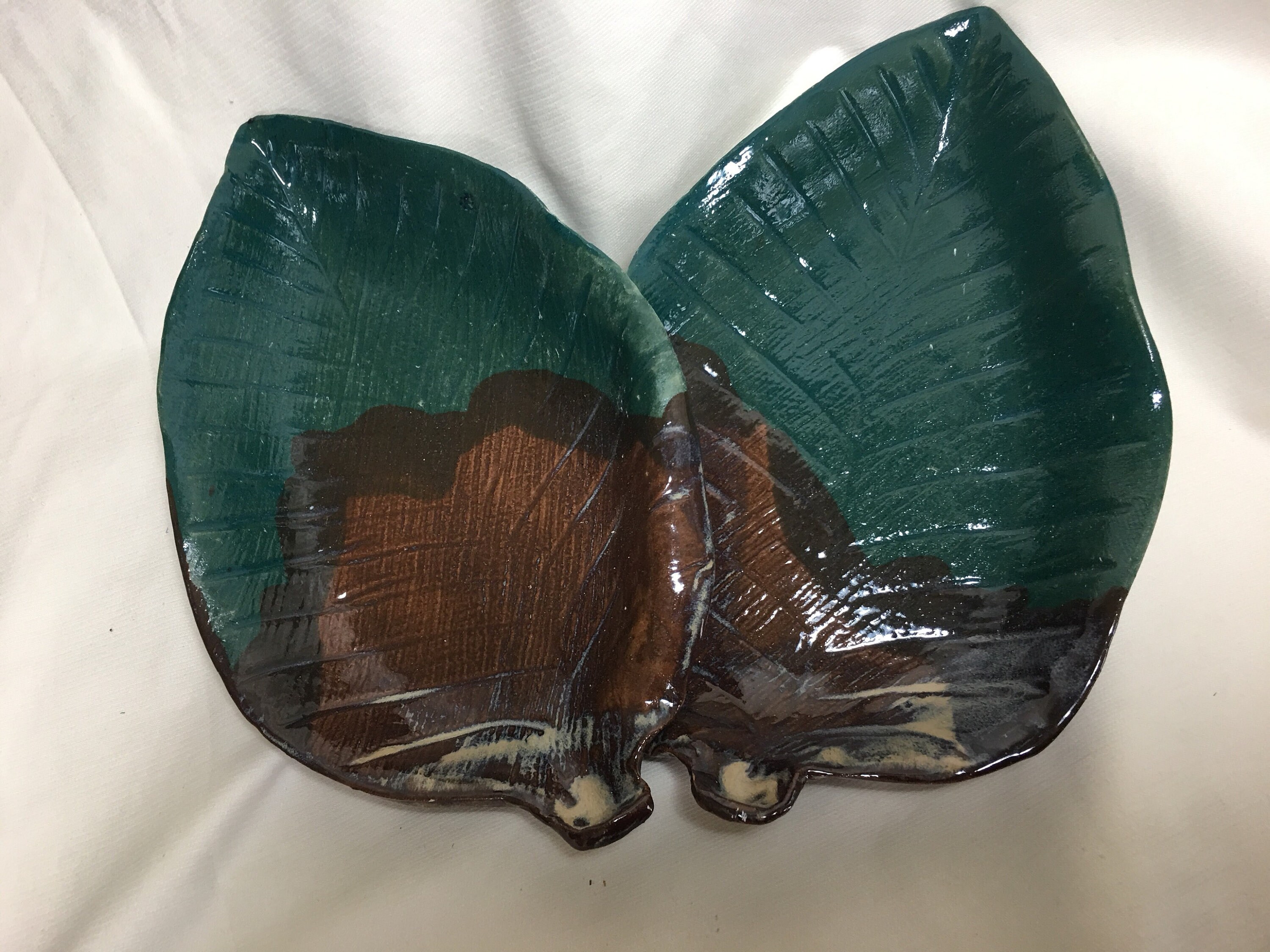 Slab Built, Double Leaf Serving Plate, Ceramic Handmade Platter, Server ...