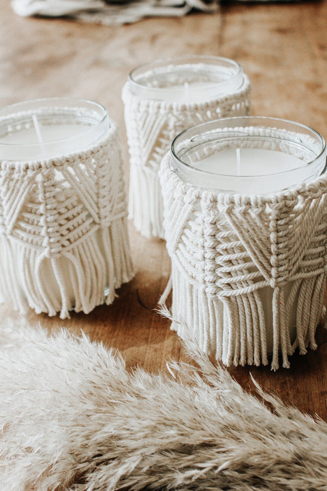 Macramé Candle, Macrame Candle, Soy Wax Candle, Candlestick Macrame ...