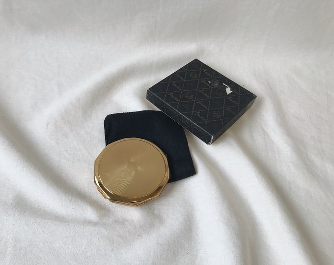 Vintage Stratton Gold Tone Metal Compact, Real Diamond Cut Front, Made ...