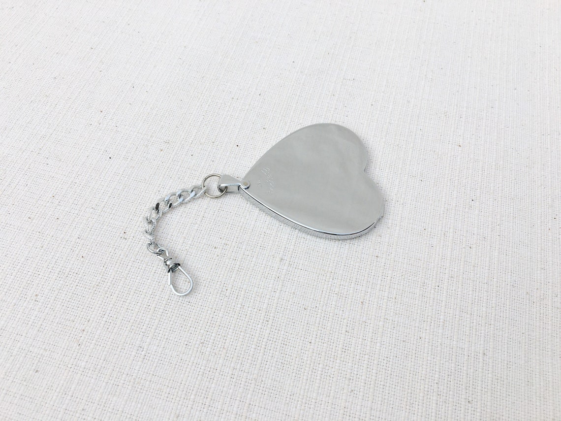 Vintage Silver Tone Metal Heart Shaped Pocket Mirror With - Etsy