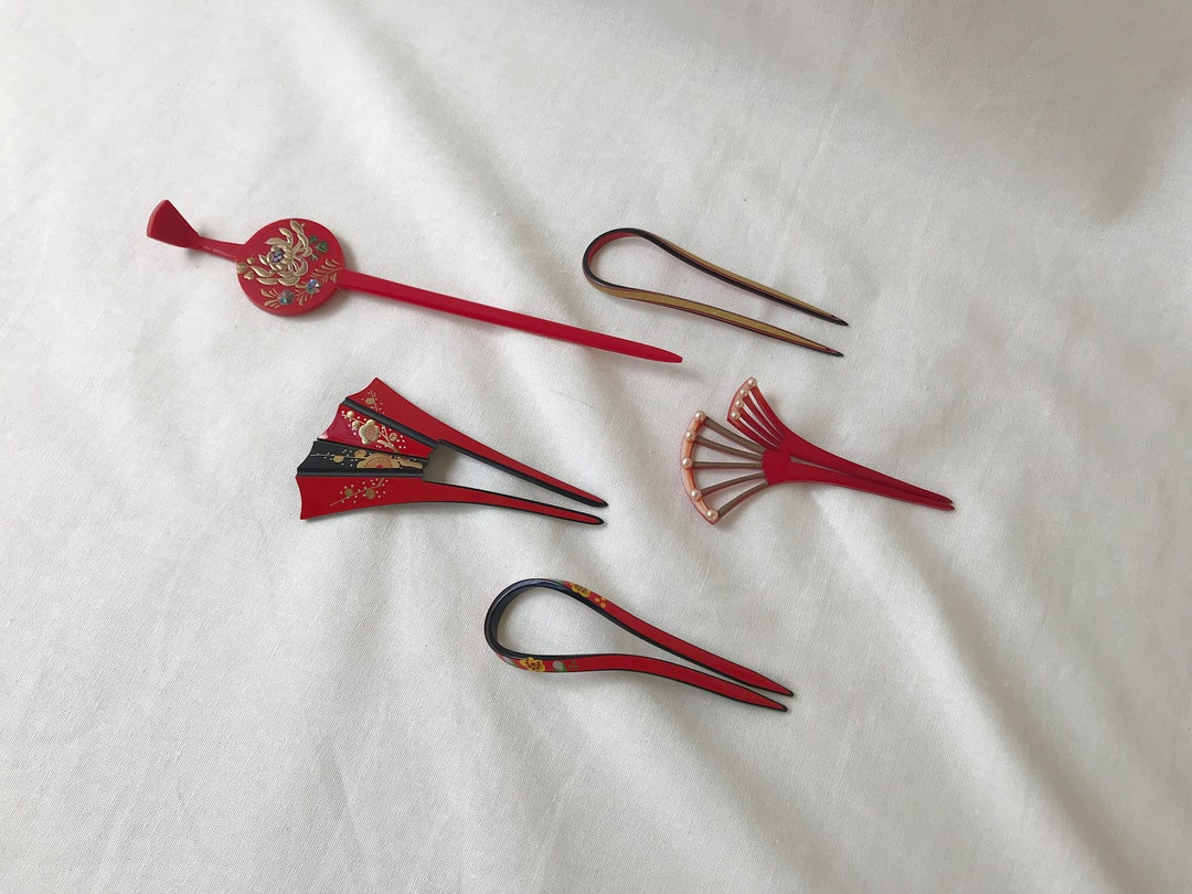 5pcs Vintage Japanese Kanzashi Hair Pin, Traditional Japanese Hair ...