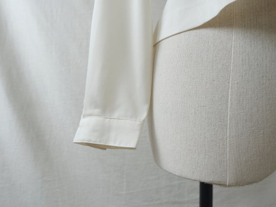 Vintage Cream Ivory Long Sleeve Blouse With Lace Jabo… - Gem