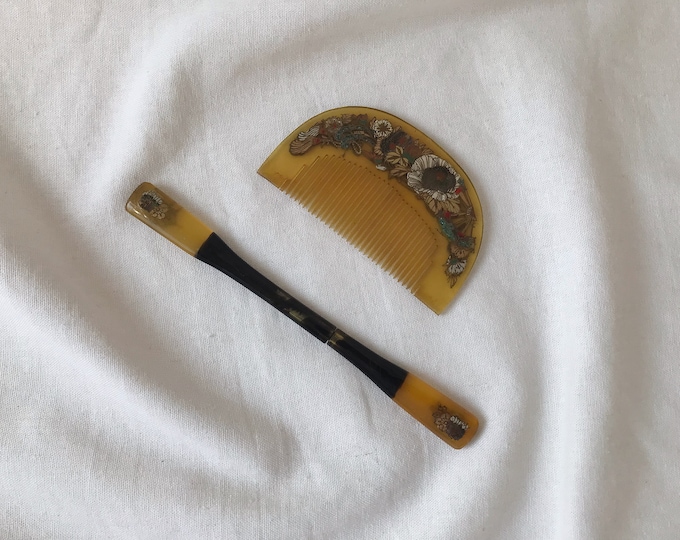 Vintage Japanese Kanzashi Kogai and Kushi Set, Traditional Japanese ...