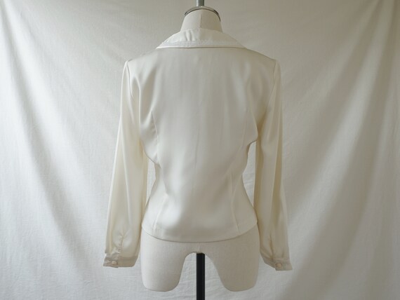 Vintage Cream Ivory Long Sleeve Blouse With Lace Jabo… - Gem