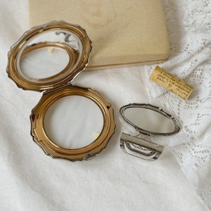 Vintage Stratton Silver Tone Metal Compact and Lipview, Stratton Set ...