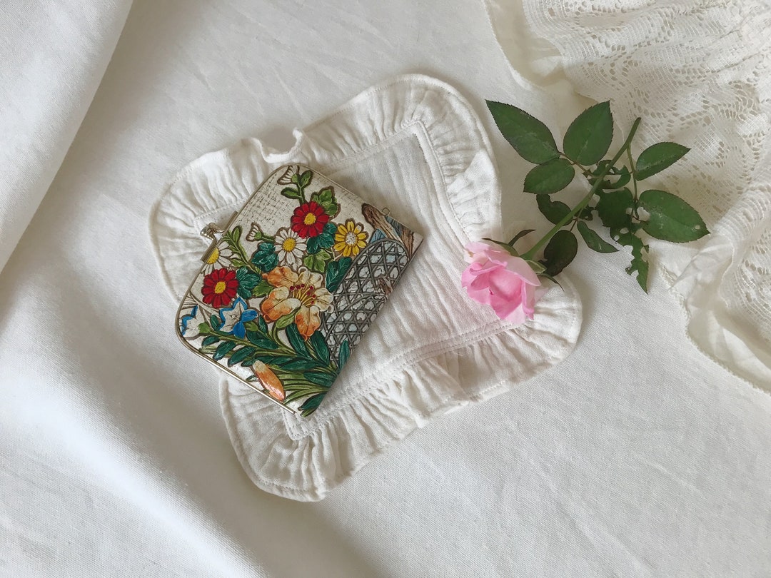 Vintage Leather Clip Purse With Floral Tooled Design, Vintage Leather ...