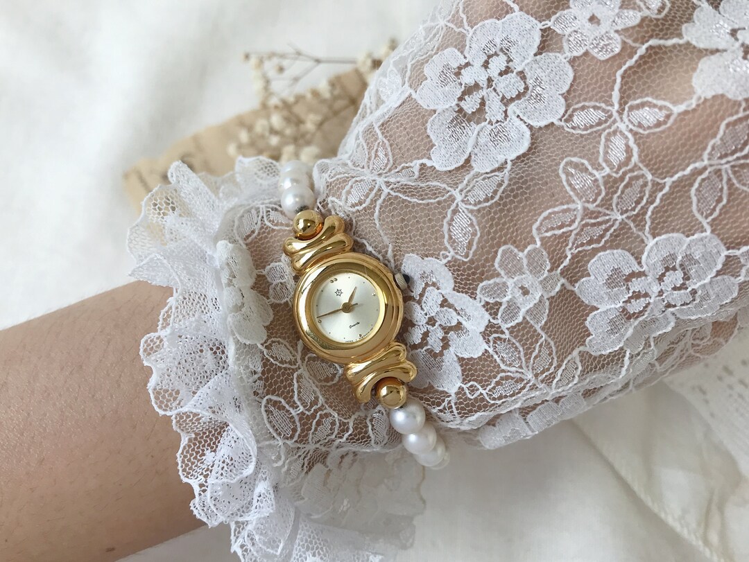 Vintage Akoya Pearls and Gold Tone Metal Women Watch, Made in Japan ...