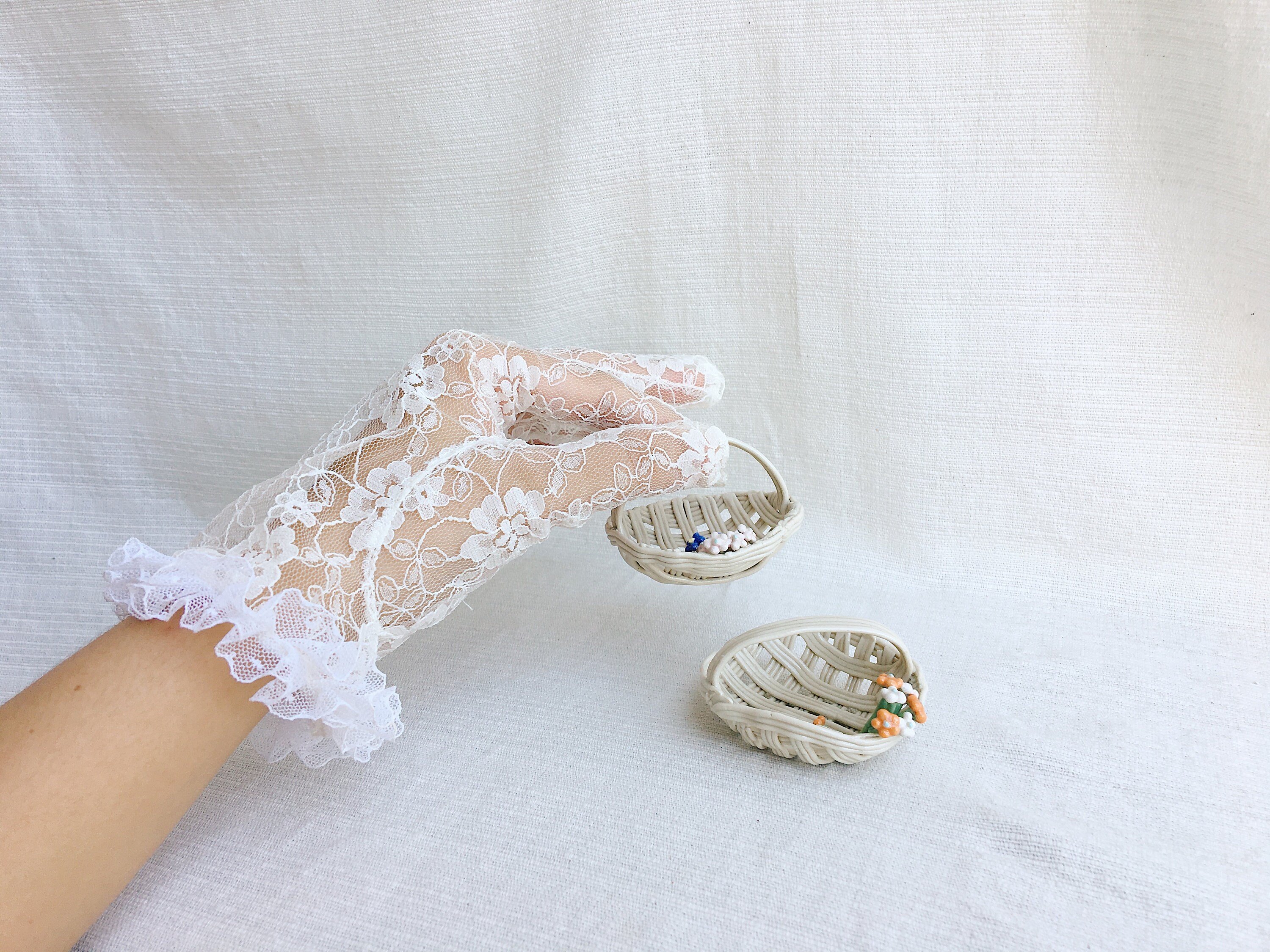 Vintage Miniature Ceramic Basket With Flower Small Holly | Etsy