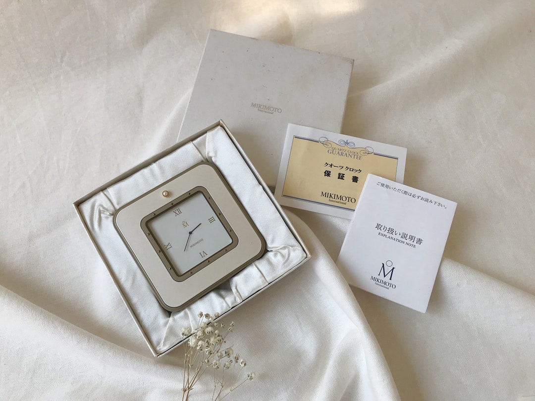 MIKIMOTO International Table Clock With Pearl, Quartz, Original Box ...