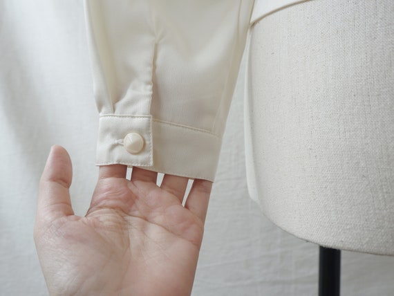 Vintage Cream Ivory Long Sleeve Blouse With Lace Jabo… - Gem