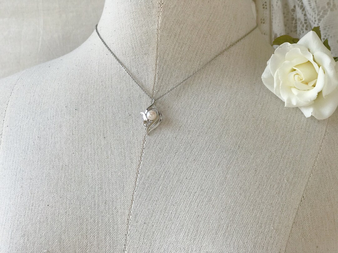 MIKIMOTO Pearl and Silver Pendant With Chain Necklace, Japanese ...
