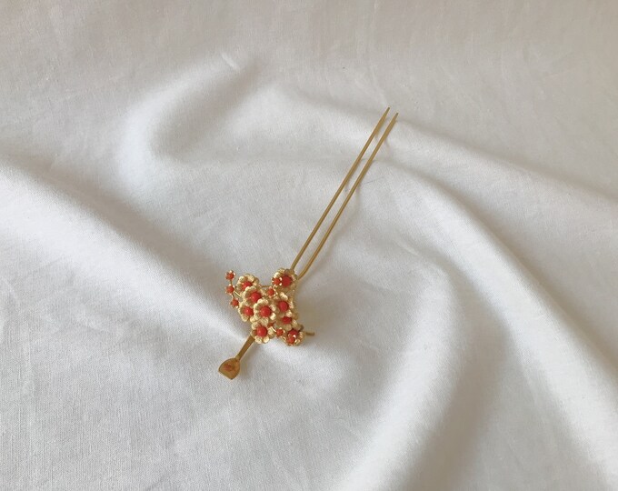 Vintage Japanese Cherry Blossom Kanzashi Hair Pin, Traditional Hairpin ...